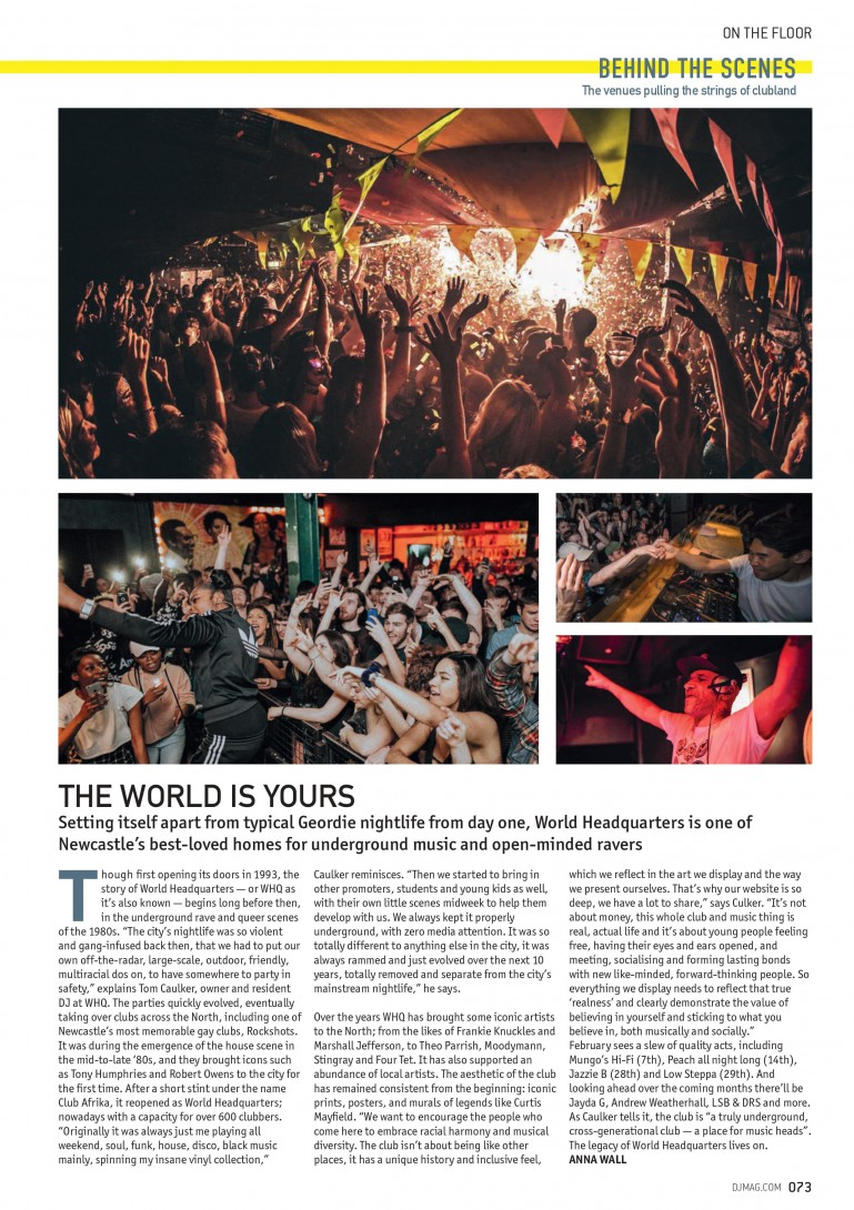 DJ Magazine feature on WHQ Feb 2020 | World Headquarters